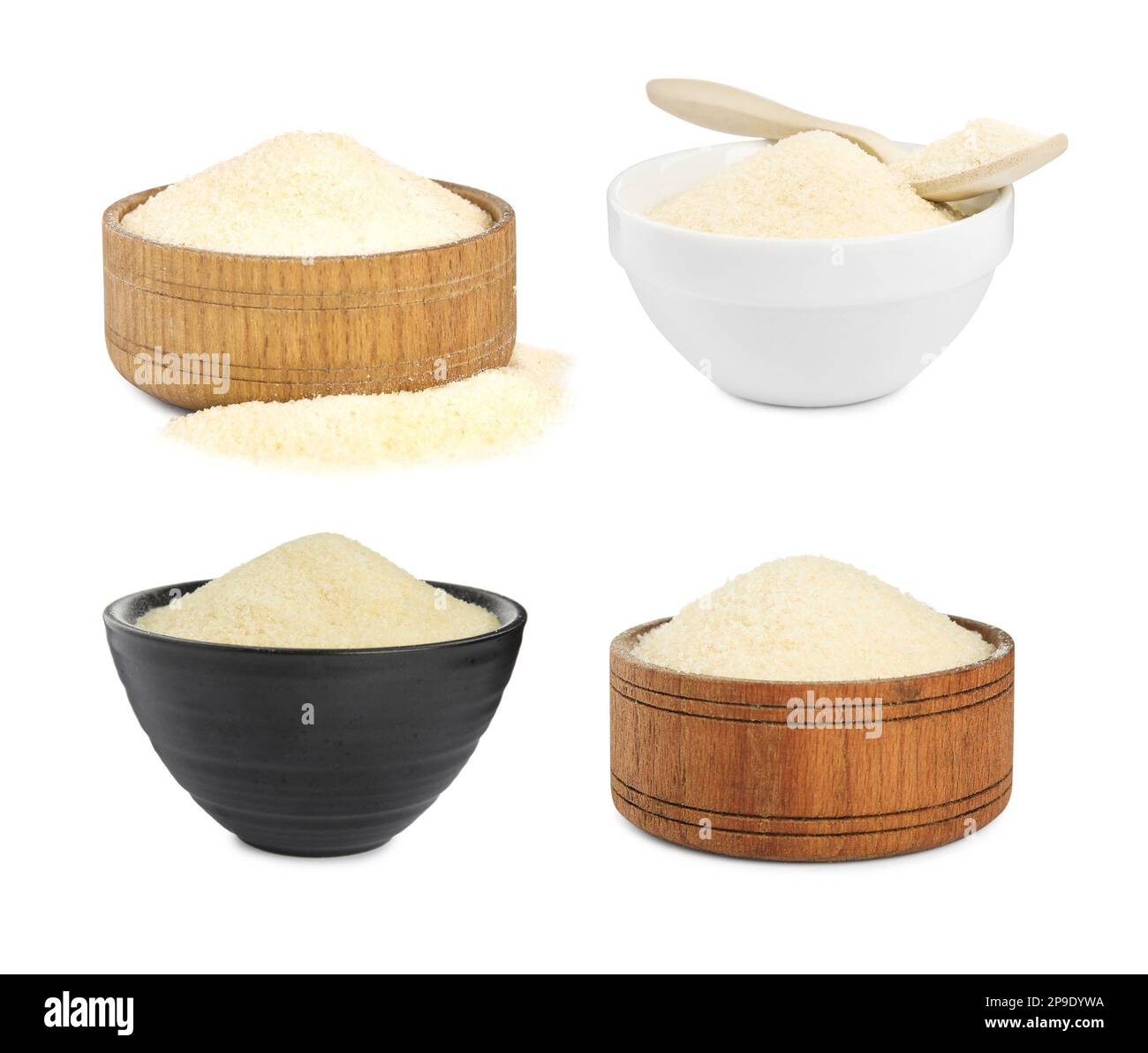 Gelatin powder in bowls on white background, collage Stock Photo - Alamy