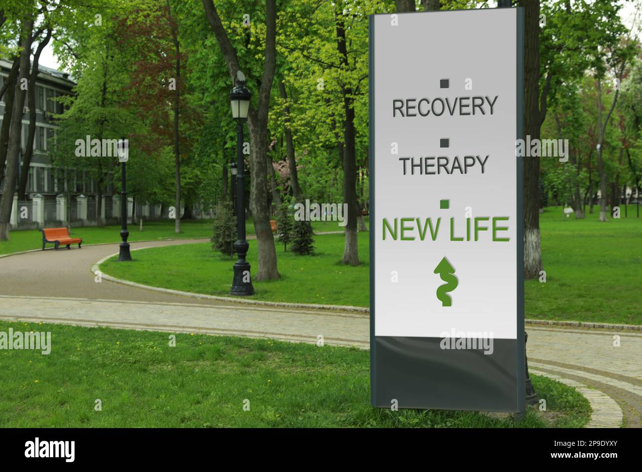 Start to live without alcohol addiction. Advertising board with ...