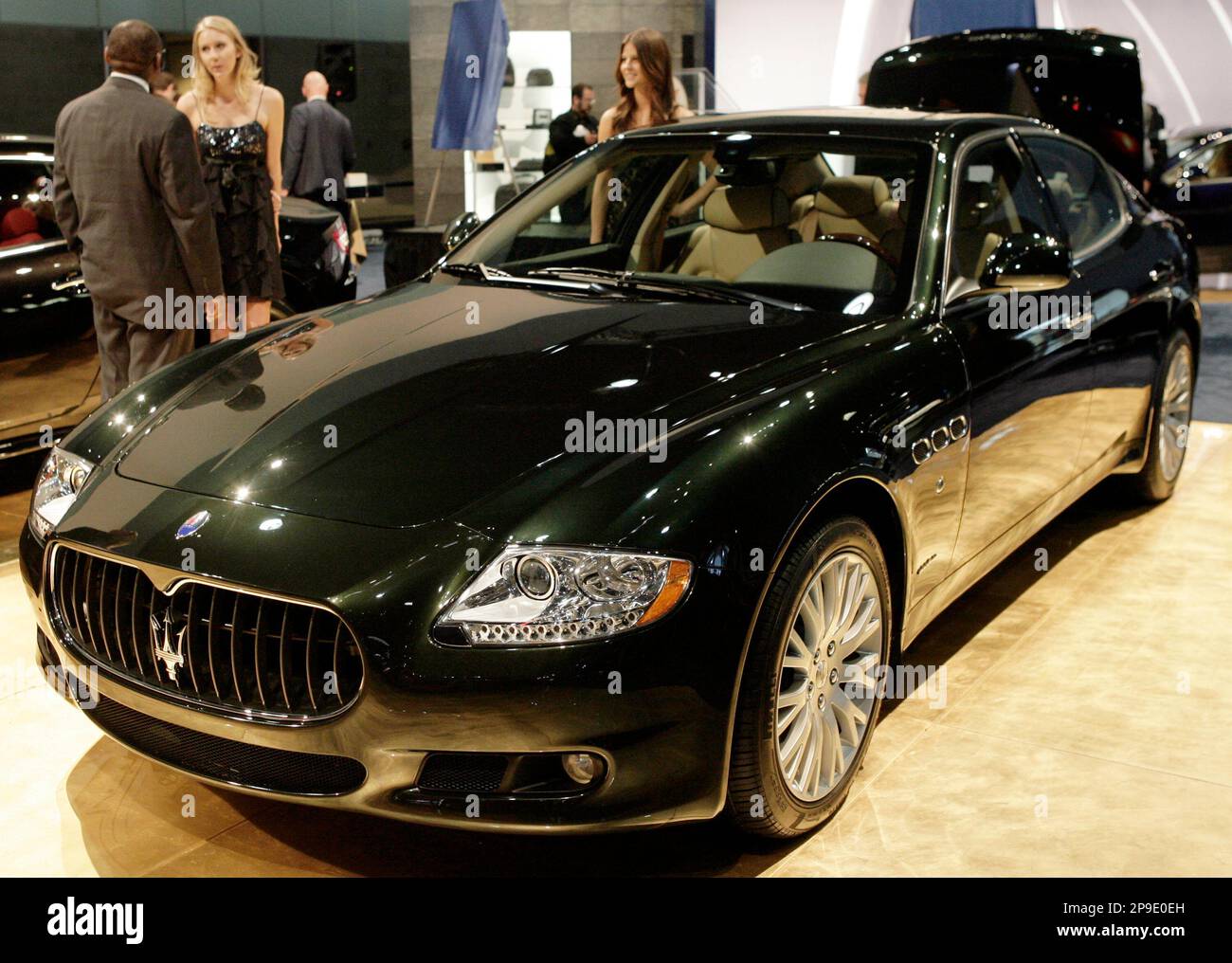 The new Maserati Quattroporte is seen on display at the Los Angeles ...