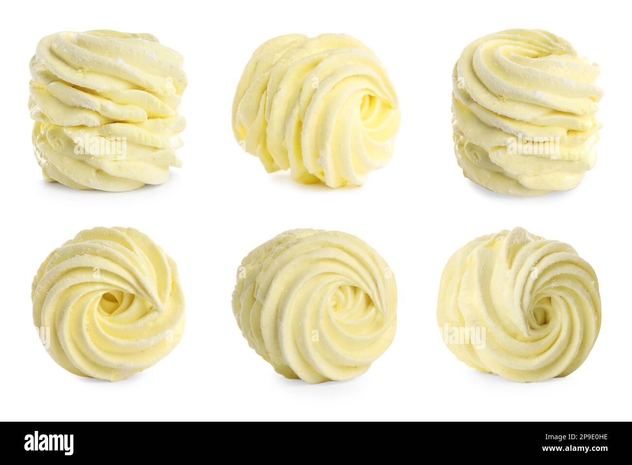 Set with tasty zephyrs on white background Stock Photo - Alamy