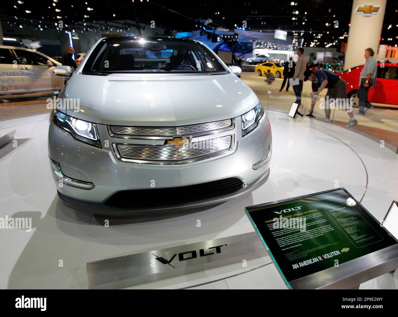 The Chevrolet Volt all-electric concept car is seen on display at the ...