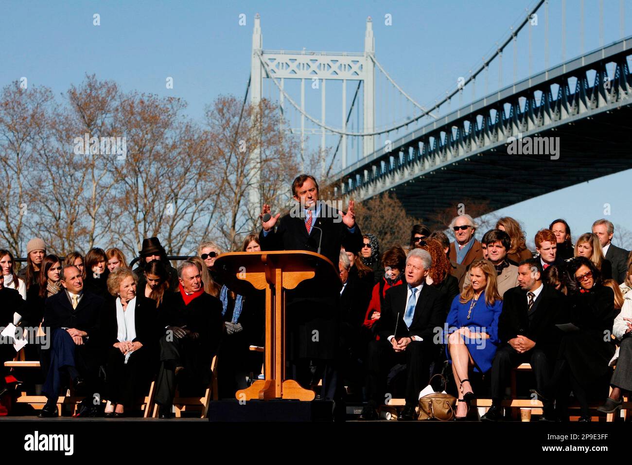 Robert F. Kennedy, Jr. is surrounded by family and friends as he speaks ...