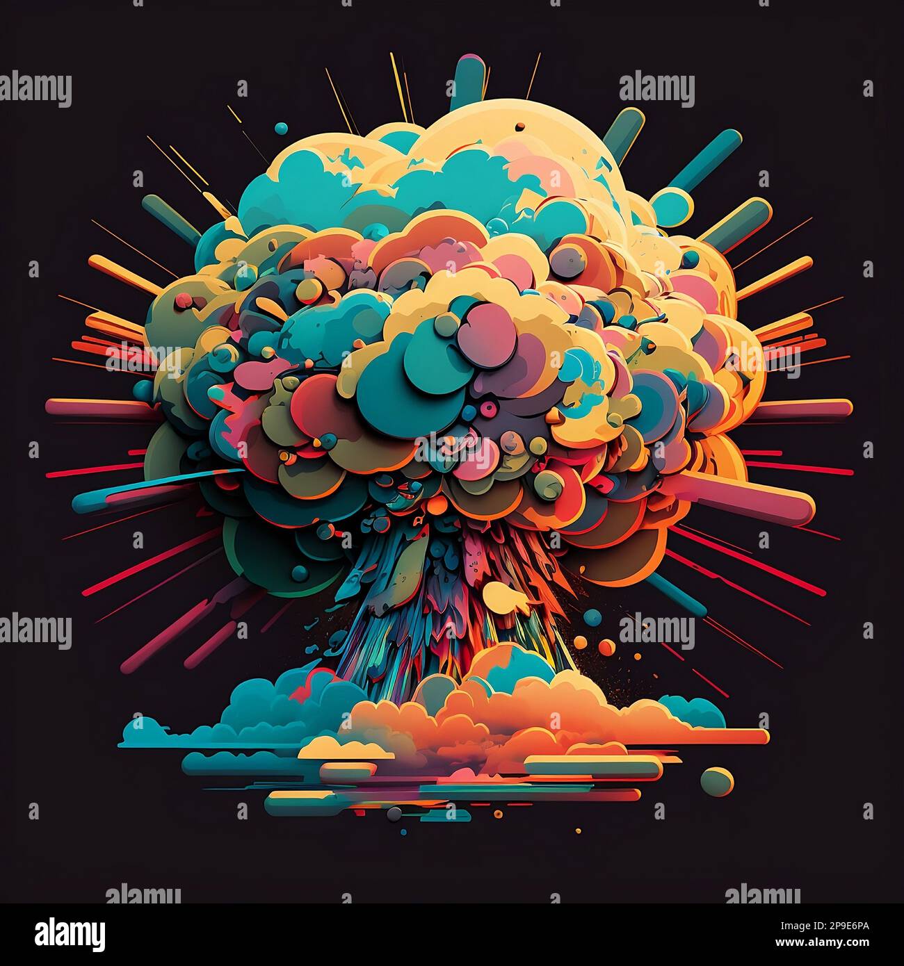 Bomb Explosion colorful papercraft, minimal creative concept. Handmade ...