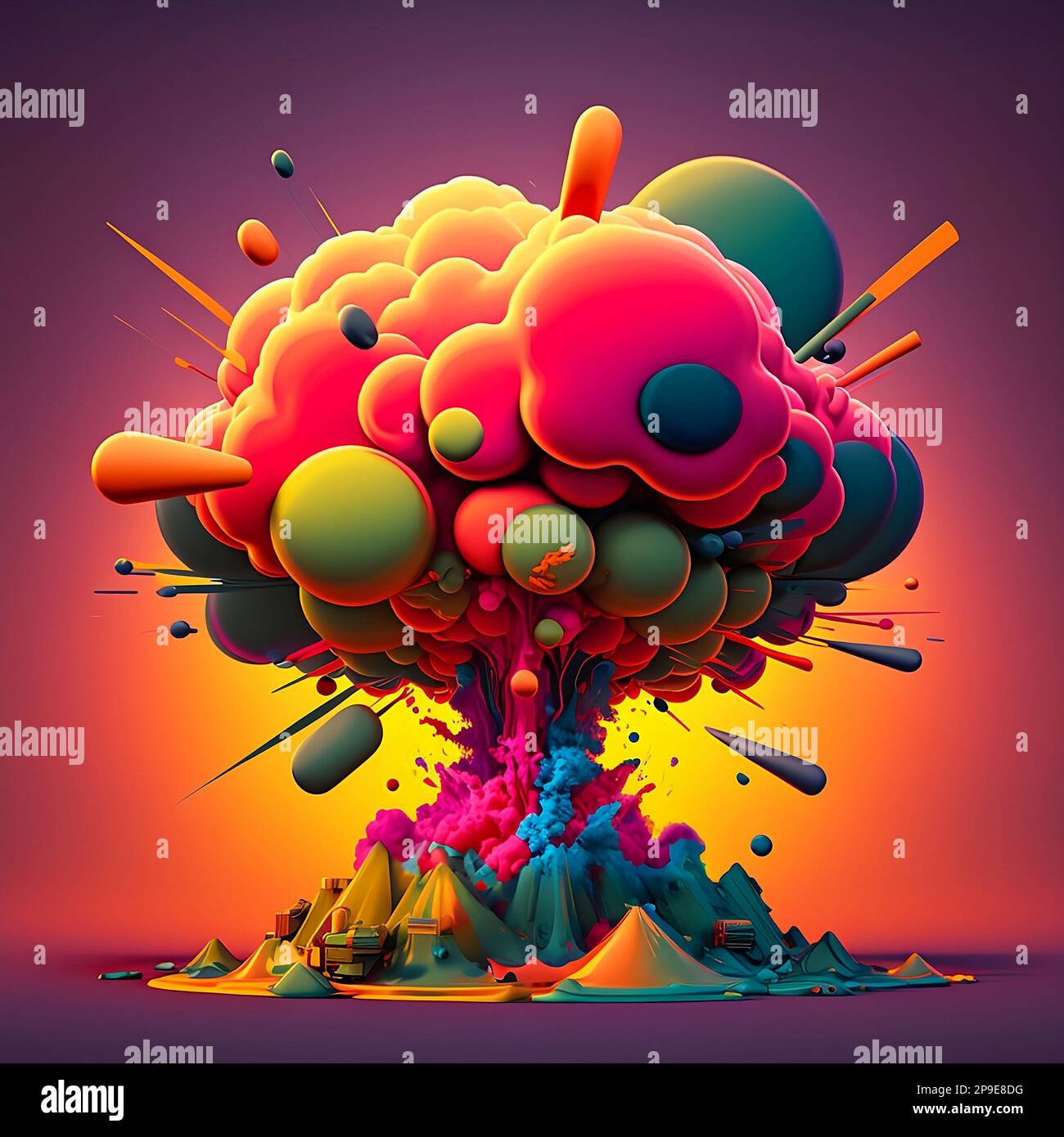 Bomb Explosion colorful papercraft, minimal creative concept. Handmade ...