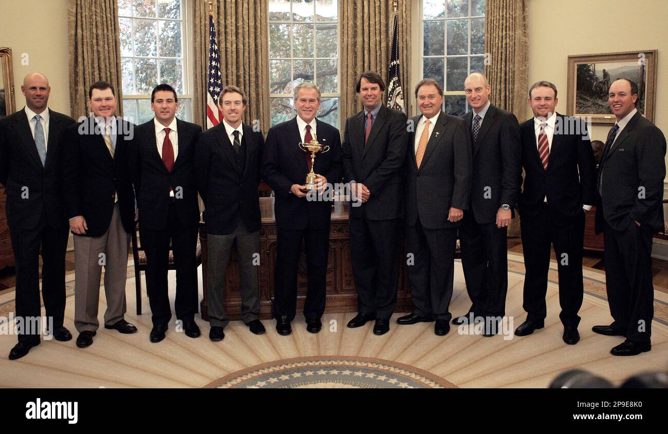 President George W. Bush, center, welcomes members of the 2008 U.S ...