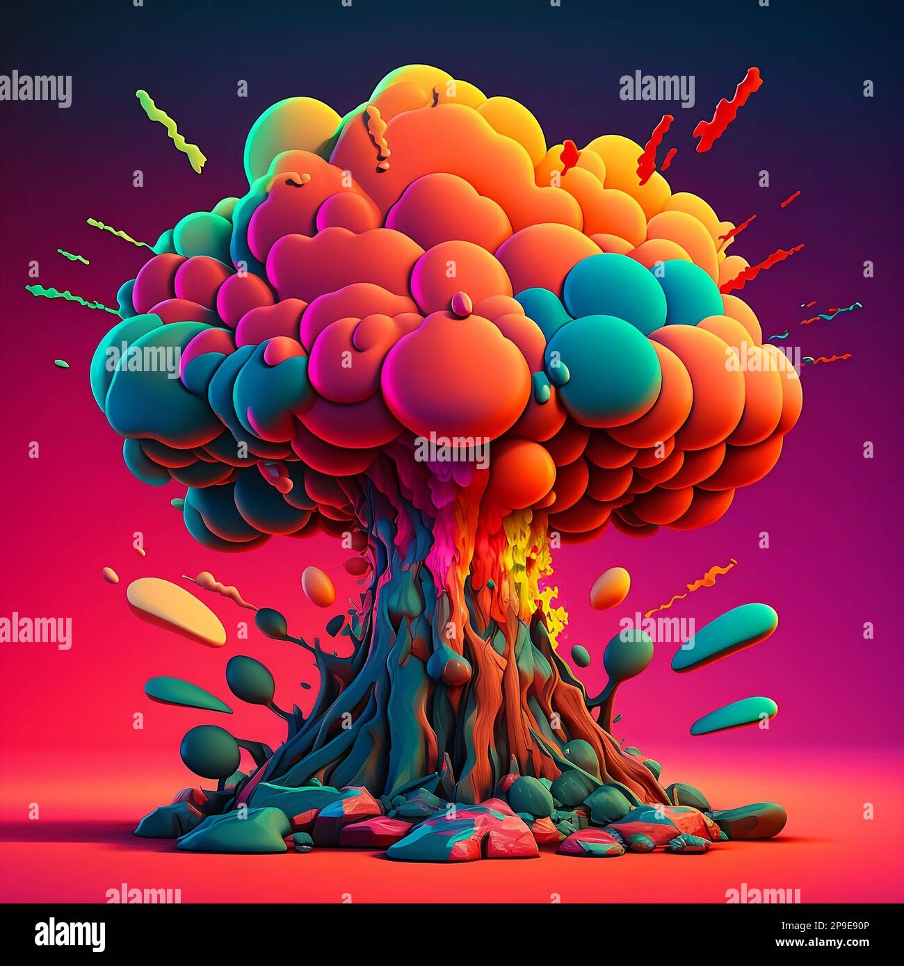 Bomb Explosion colorful papercraft, minimal creative concept. Handmade ...