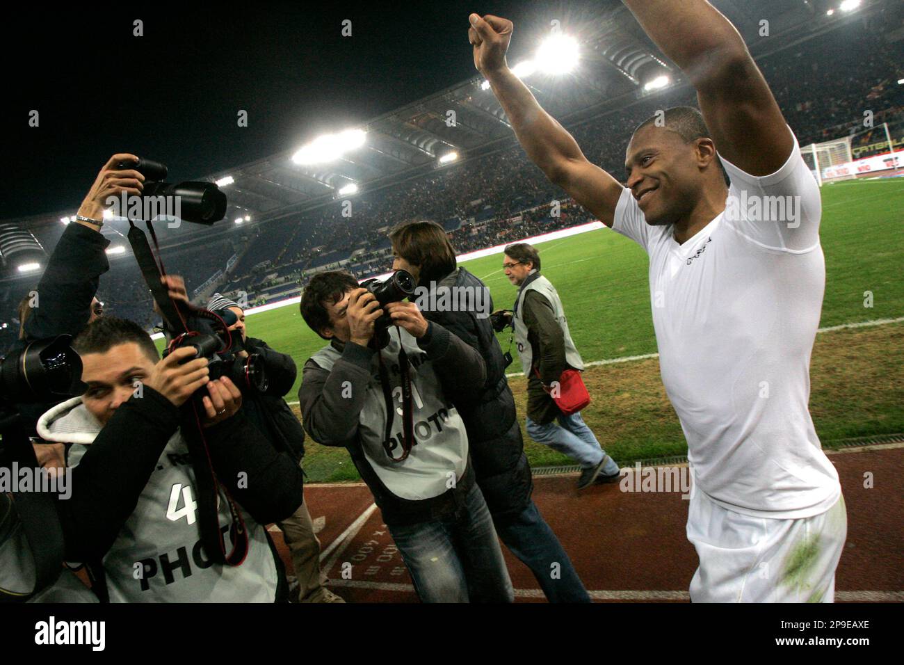 AS Roma forward Julio Baptista of Brazil, celebrates at the end of the ...