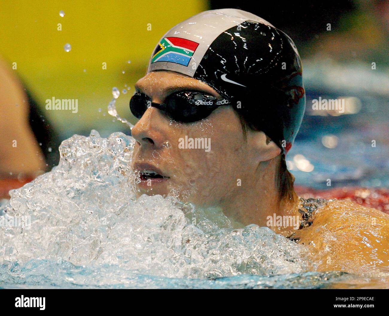 Darian Townsend from South Africa looks on after finishing a men's 200 ...