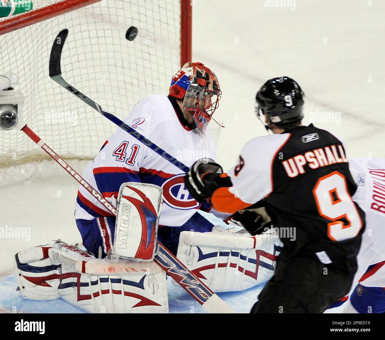 Philadelphia Flyers' Scottie Upshall scores on Montreal Canadiens ...