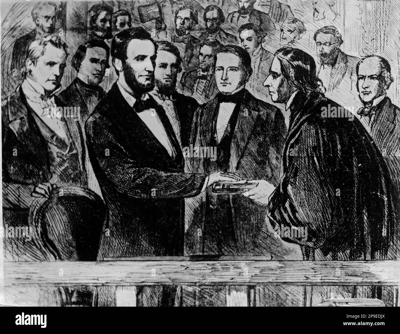 This photograph of a painting shows the second inauguration of Abraham ...