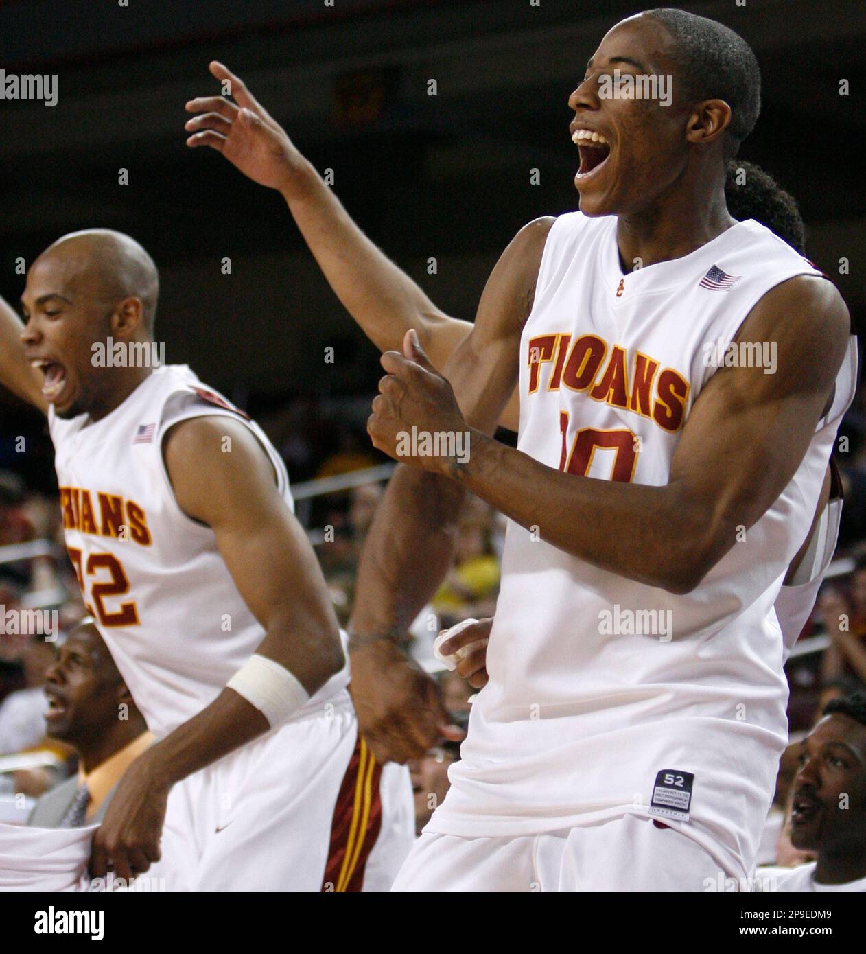 Southern California's DeMar DeRozan, right, and Taj Gibson, left ...