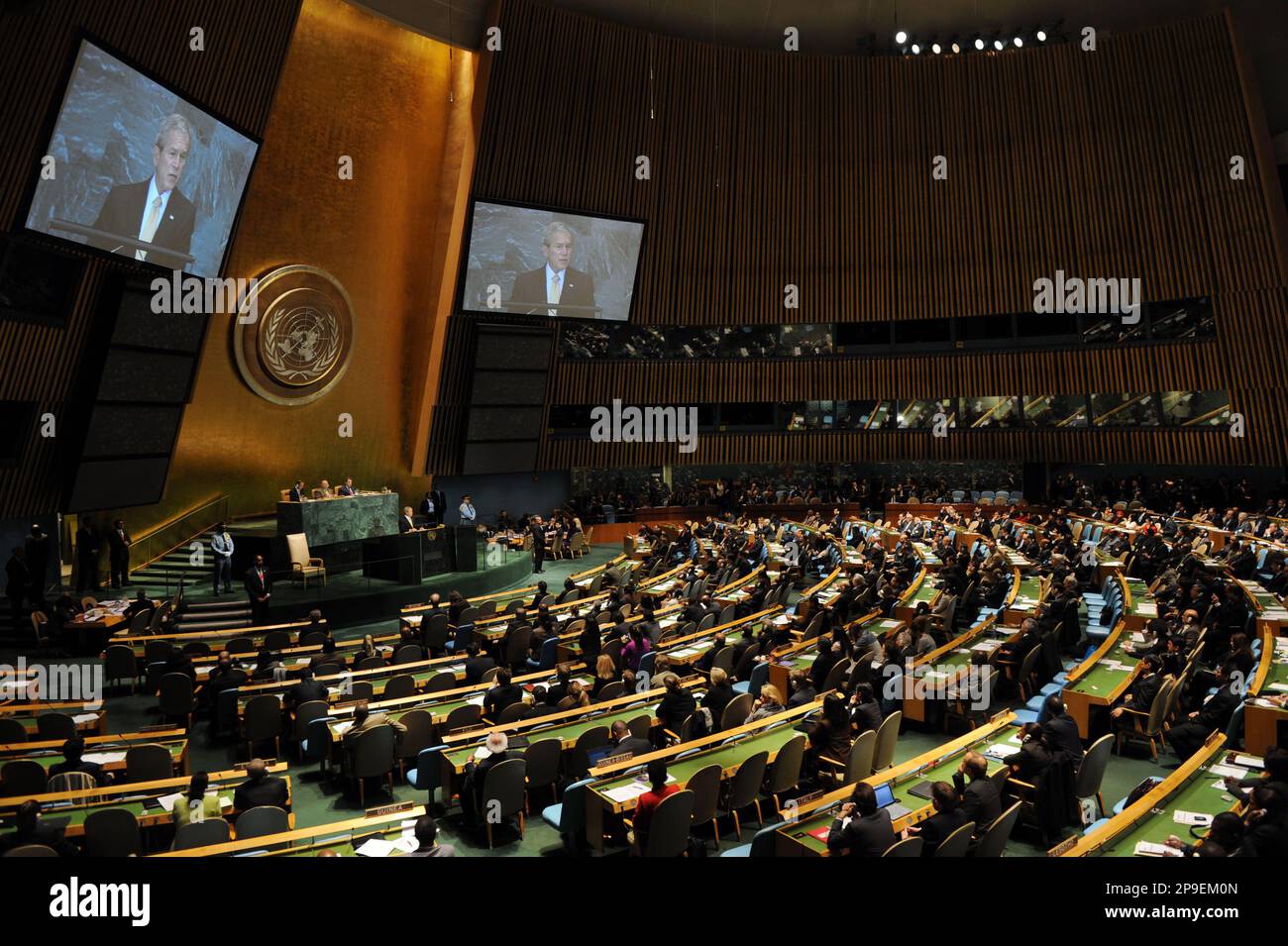 President George W. Bush addresses the Culture of Peace meeting of the ...