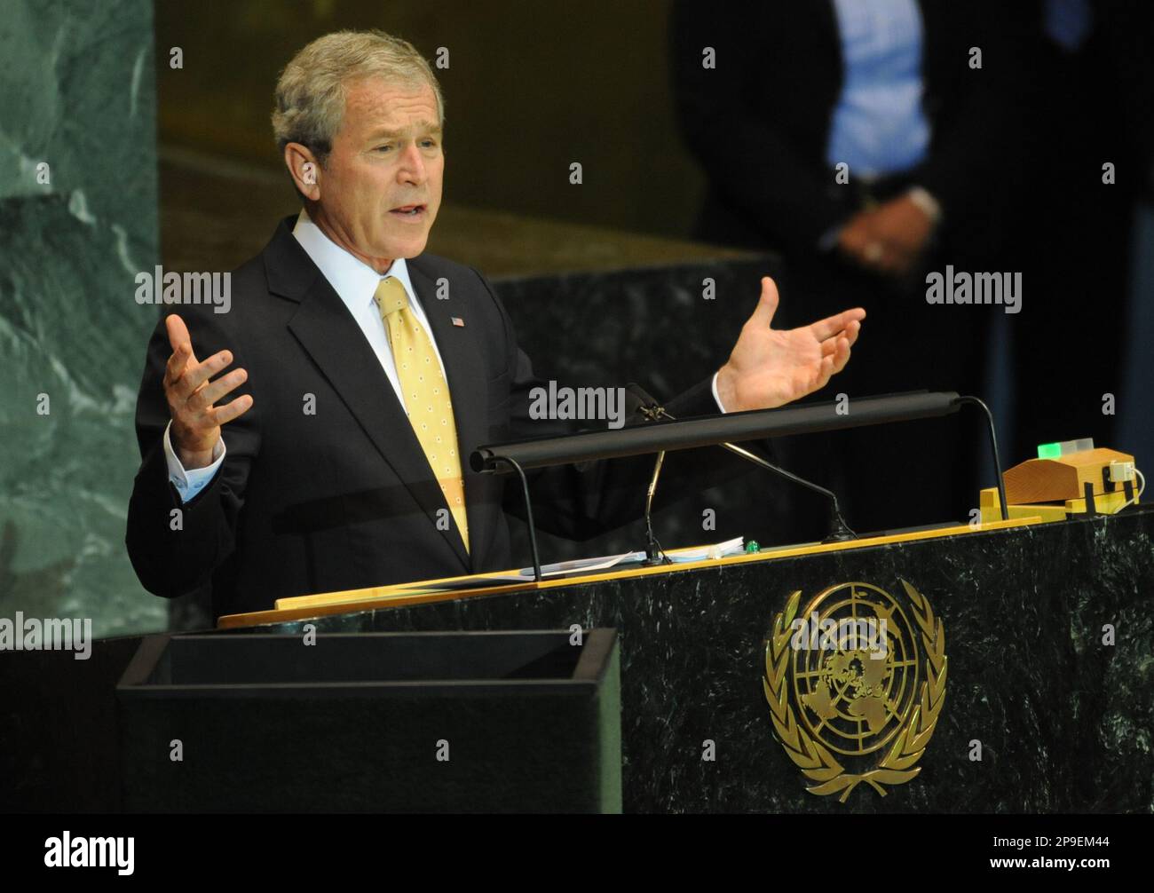 President George W. Bush addresses the Culture of Peace meeting of the ...