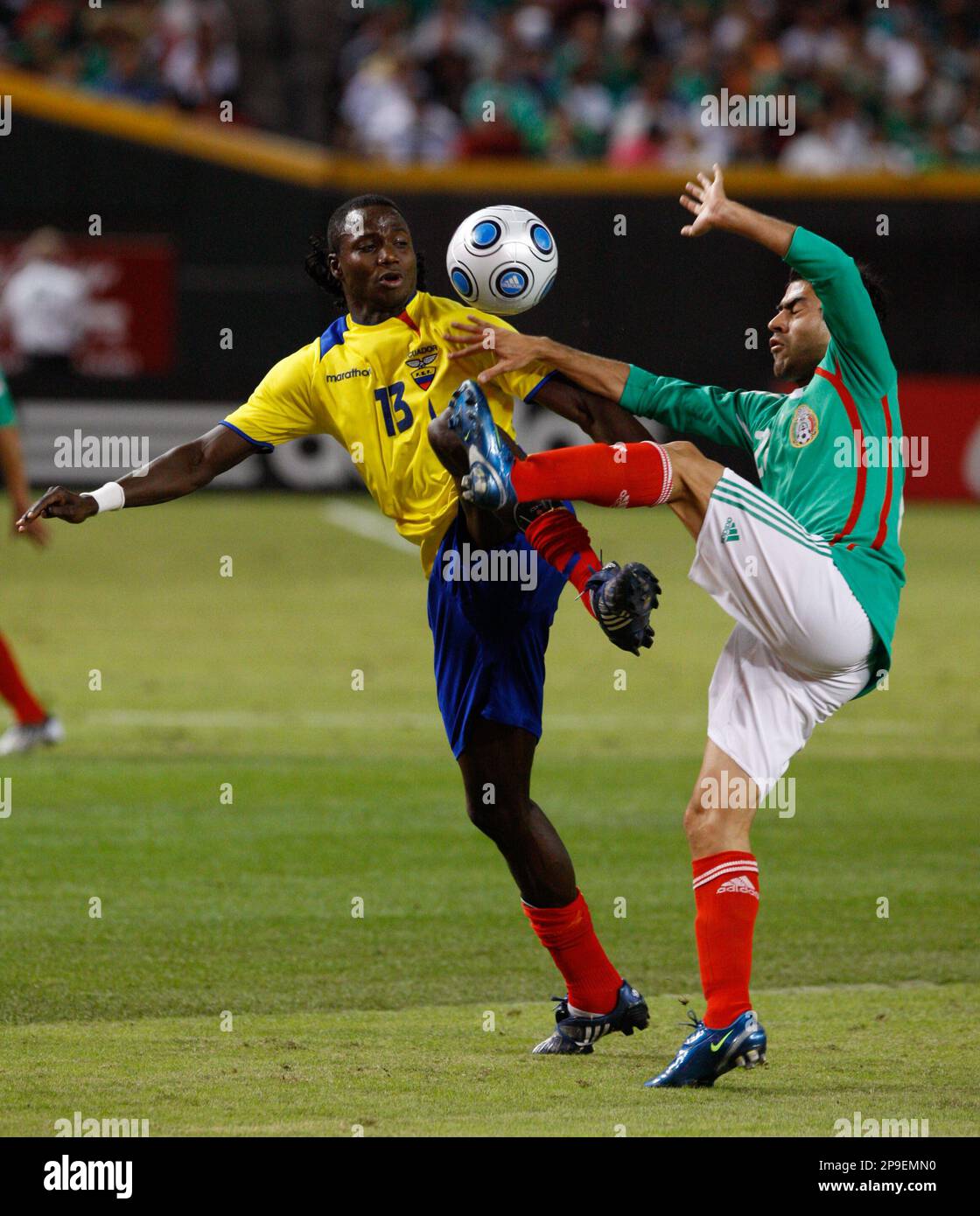 Ecuador National Team defender Isaac Mina (13), left, battles for the ...