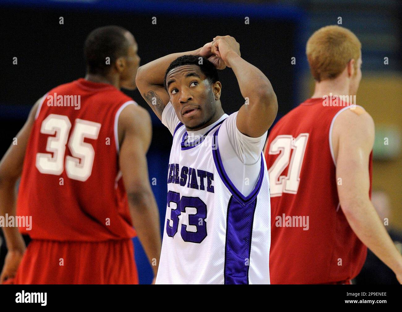 Weber State's Kellen McCoy reacts after fouling Miami of Ohio's Kenny ...