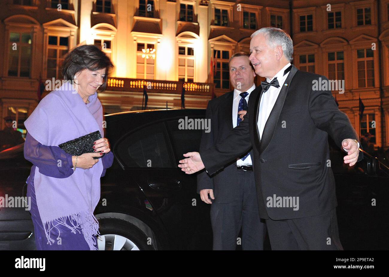 Polish President Lech Kaczynski, right, and his wife Maria arrive at ...