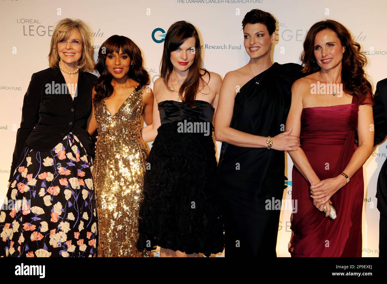 From left to right, L'Oreal spokeswomen Diane Keaton, Kerry Washington ...