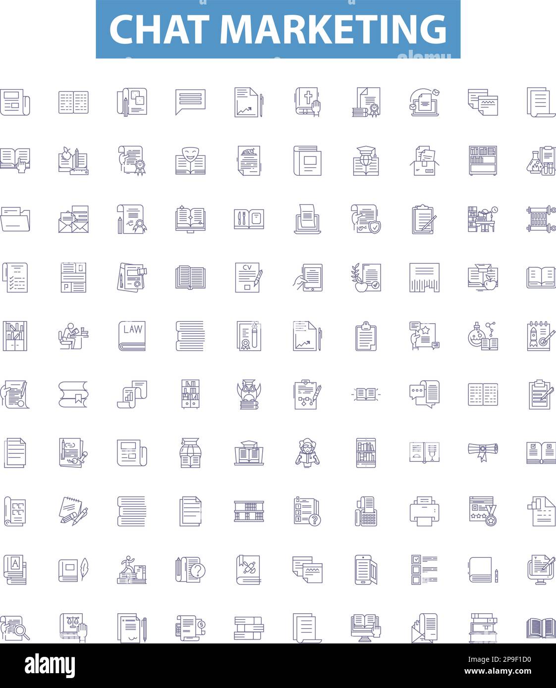 Chat marketing line icons, signs set. Chatbot, Messaging, Automation, Conversation, Engagement ...