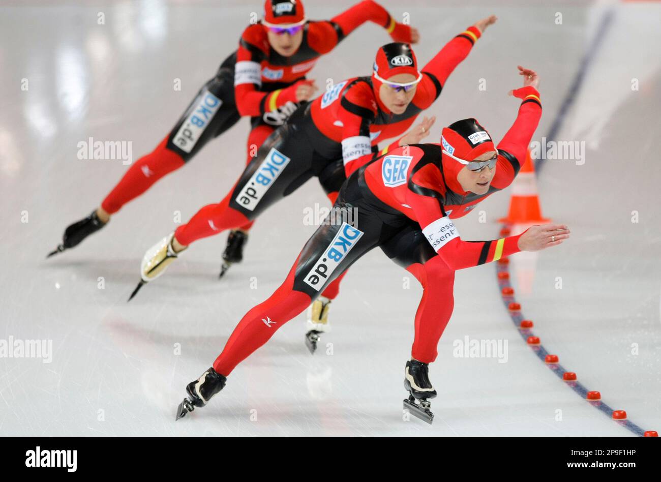 Claudia Pechstein leads the German trio along with Lucille Opitz and ...
