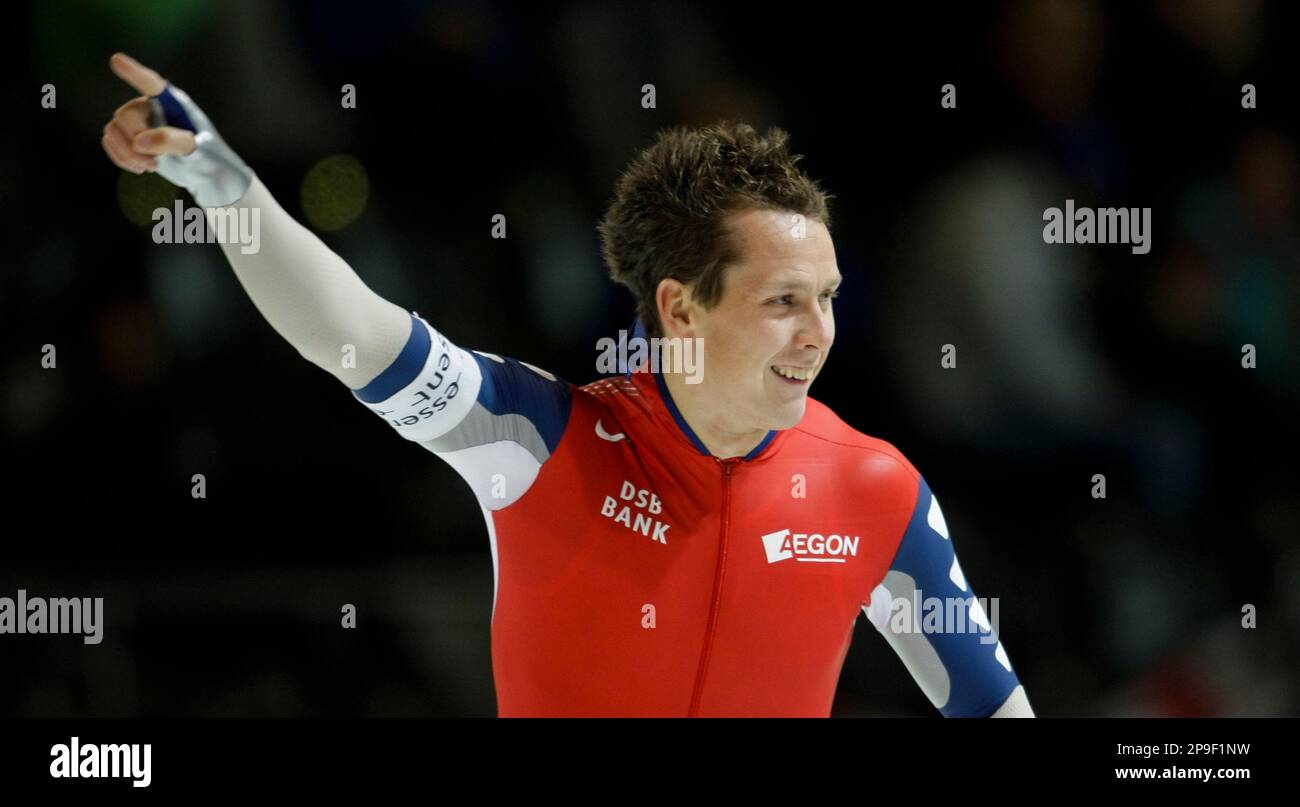 Stefan Groothuis from The Netherlands reacts after winning the men's ...