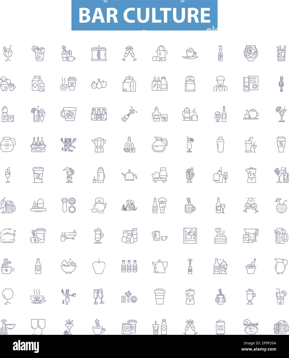 Bar culture line icons, signs set. Bar, Culture, Alcohol, Drinks, Music ...