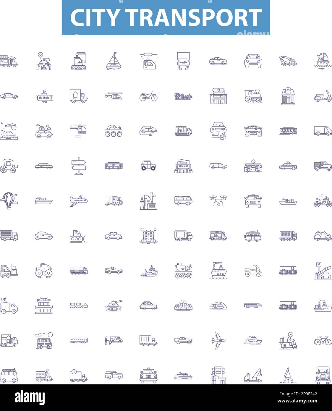 City transport line icons, signs set. Urban, Transportation, Bus ...