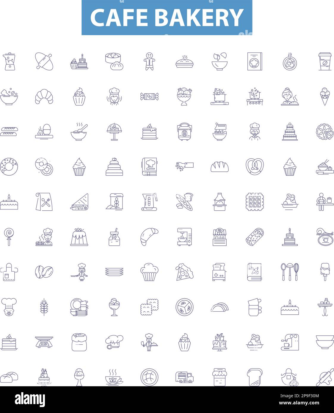 Cafe bakery line icons, signs set. Cafe, Bakery, Coffee, Pastries ...