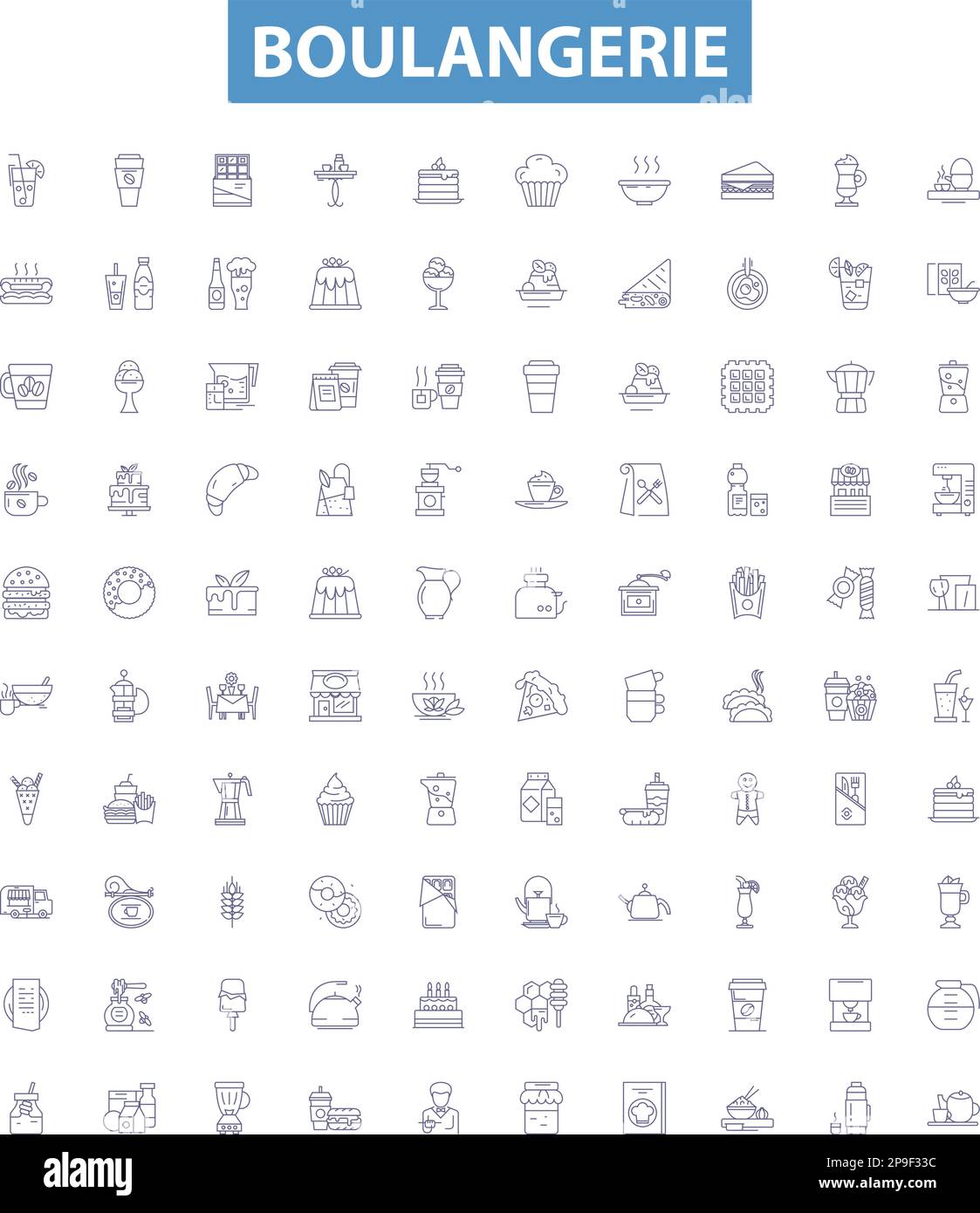 Boulangerie line icons, signs set. Bakery, Patisserie, Bread, Croissant ...