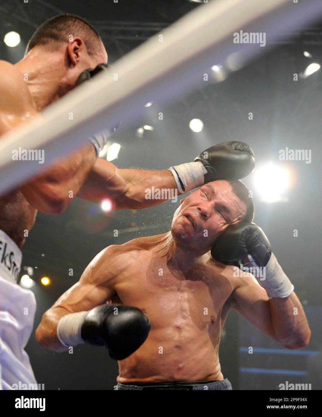 German boxer Arthur Abraham, left, beats American Raul Marquez during ...