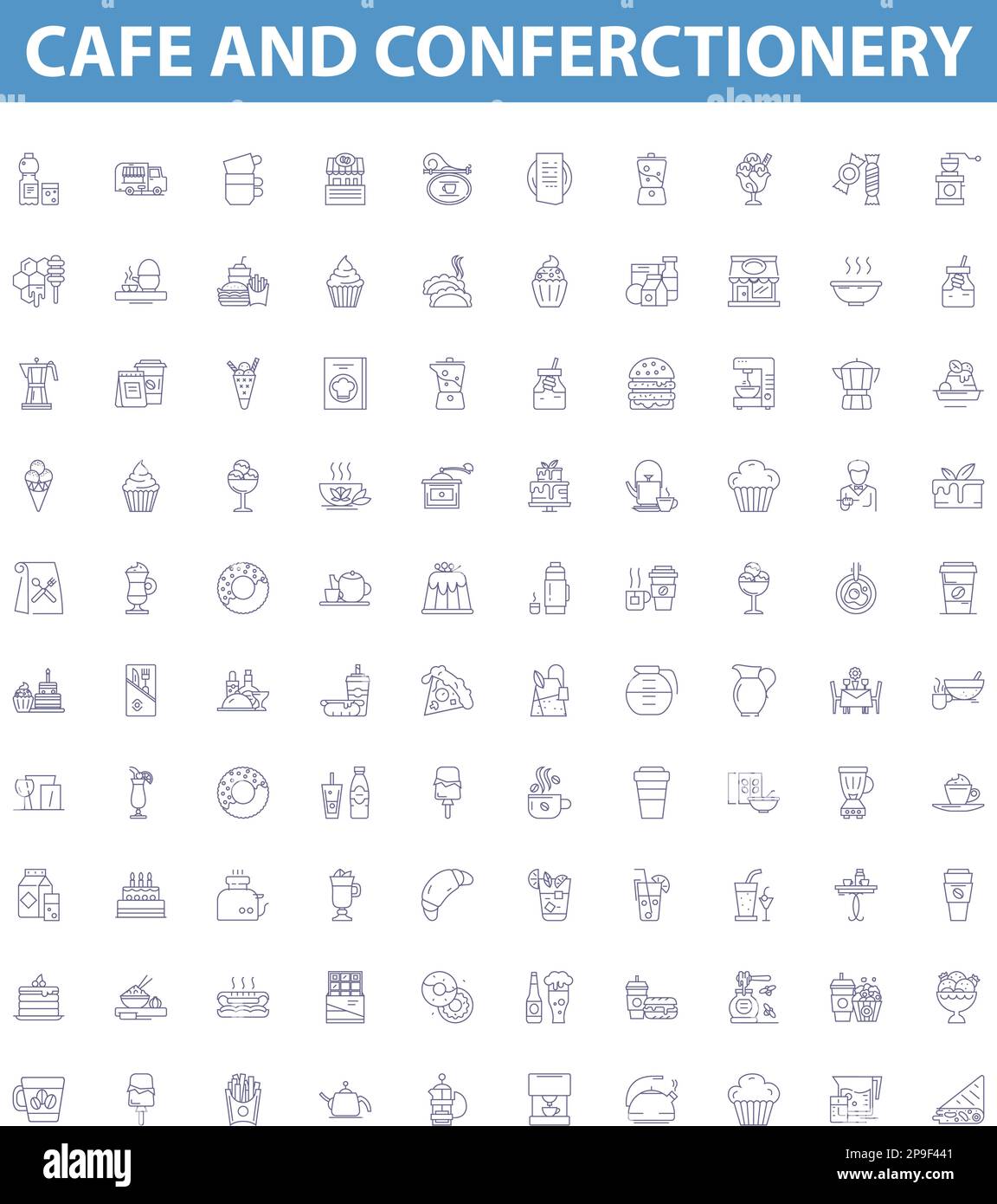 Cafe and conferctionery line icons, signs set. Cafe, Confectionery, Bakeshop, Patisserie, Pastry ...