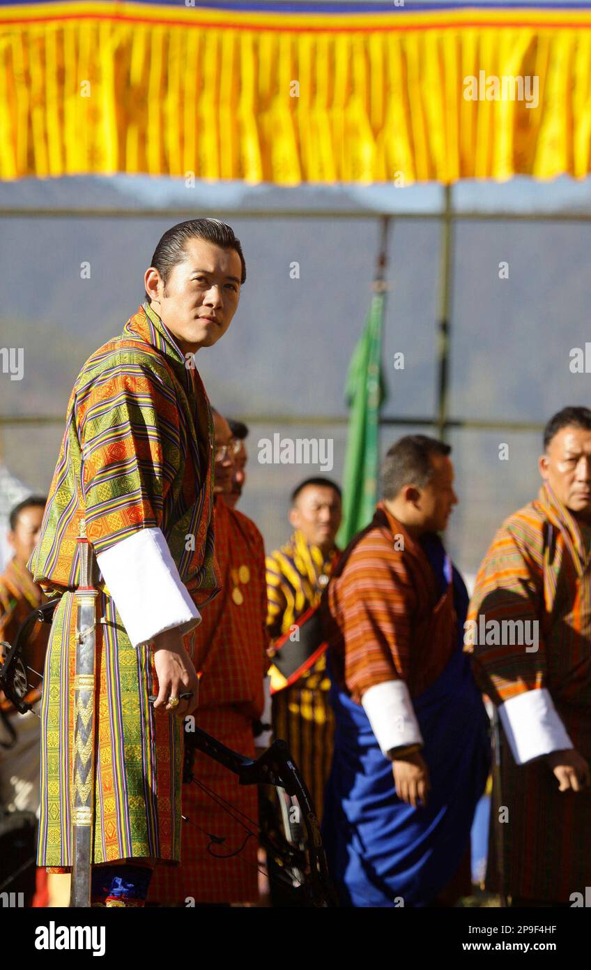 Bhutan's fifth King Jigme Khesar Namgyal Wangchuk follows an arrow's ...