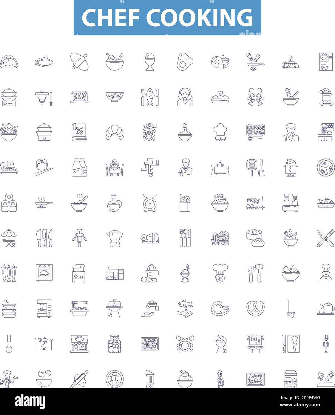 Chef cooking line icons, signs set. chef, cooking, cuisine, ingredients ...