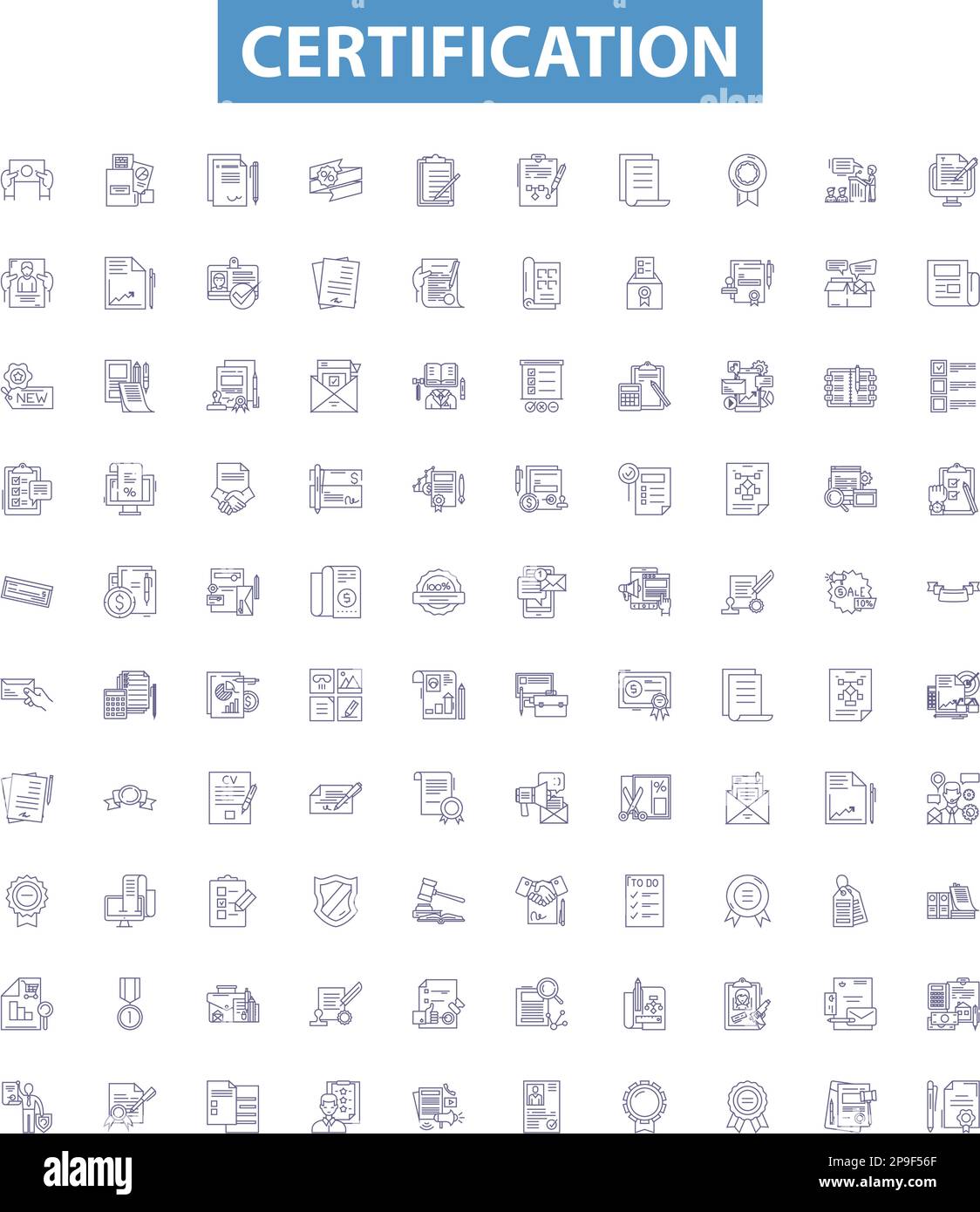 Certification line icons, signs set. Certificate, Credential, Licensed ...