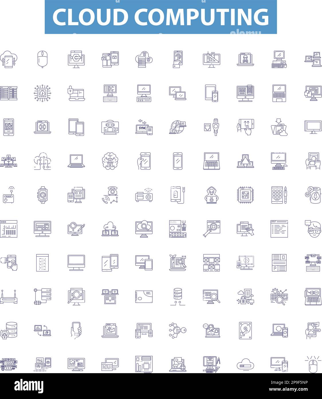 Cloud Computing Line Icons Signs Set Cloud Computing Infrastructure Platform Services