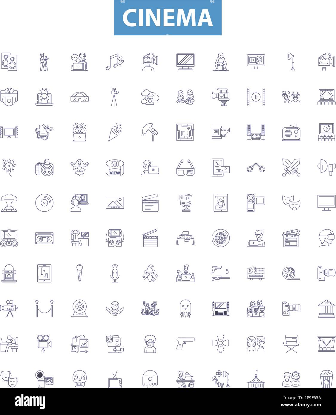 Cinema line icons, signs set. Film, Theater, Movie, Showing, Screening ...