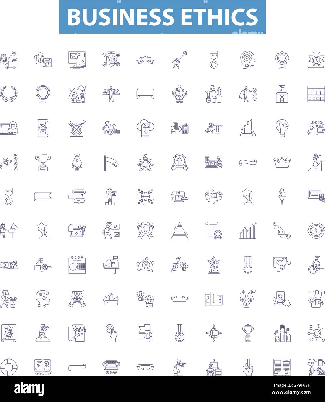 Business ethics line icons, signs set. Integrity, Honesty, Respect ... Business ethics line icons, signs set. Integrity, Honesty, Respect ...