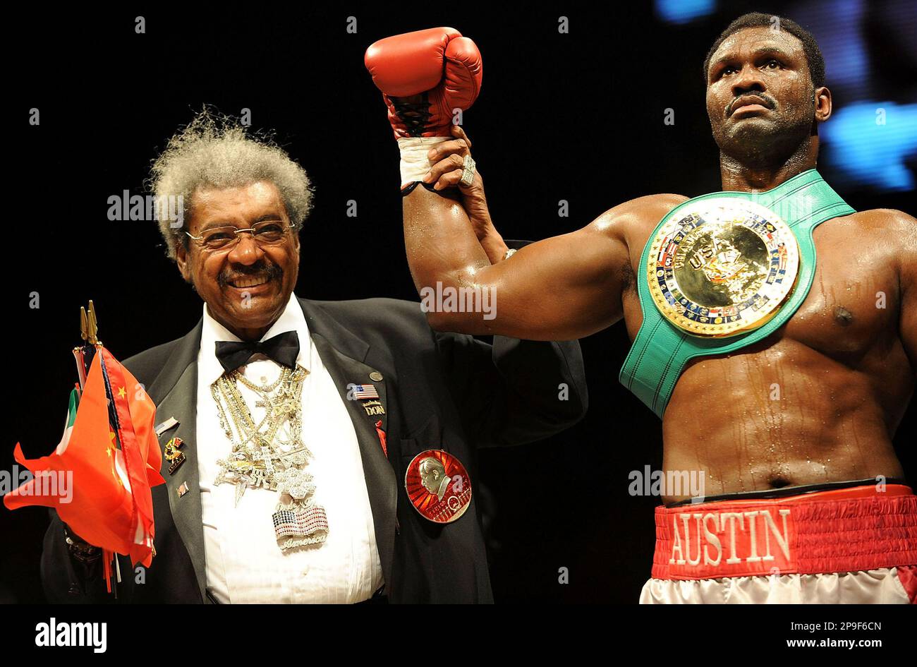 Boxing promoter Don King, left with United State's Ray Austin, right as ...