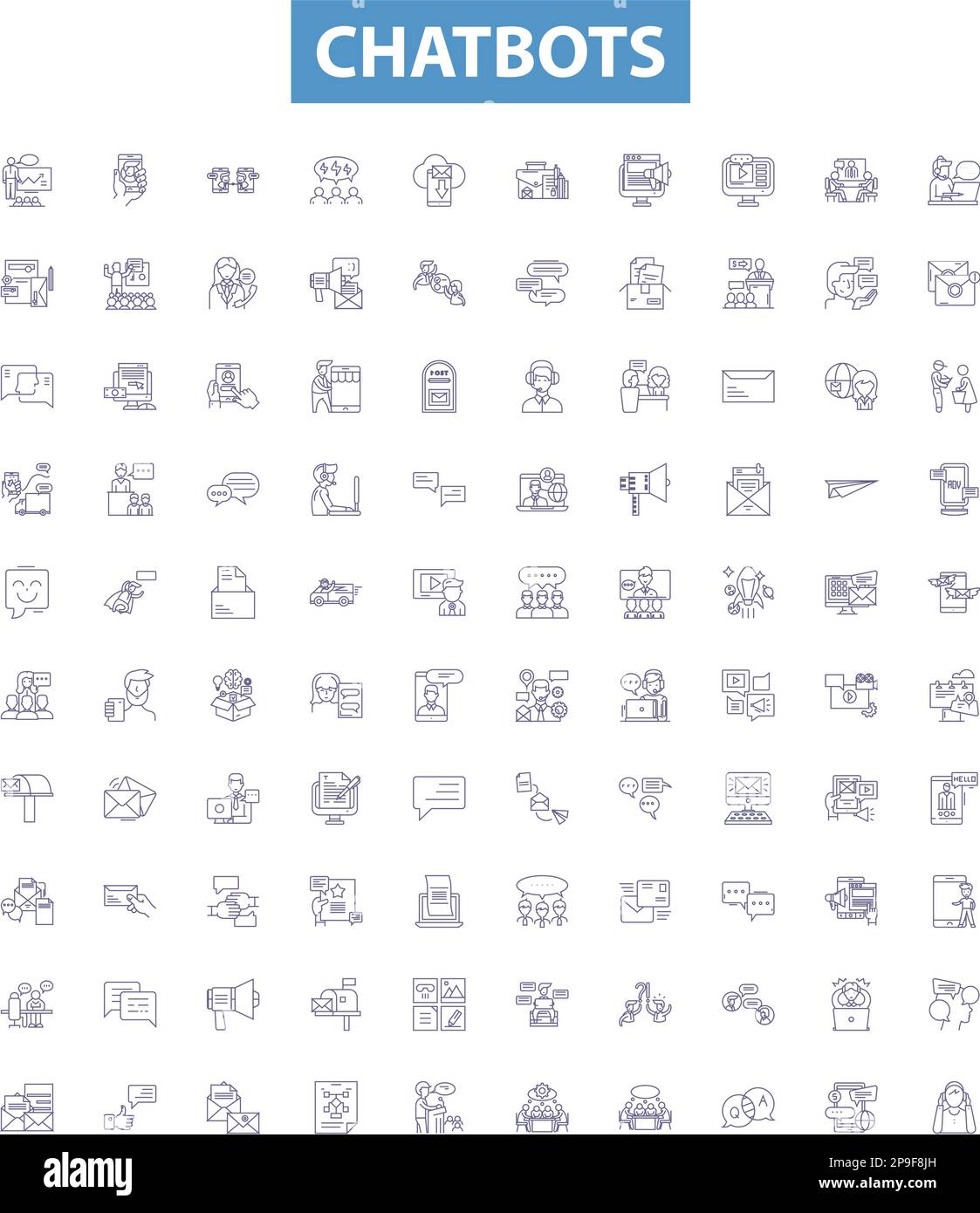 Chatbots line icons, signs set. Chatbots, Artificial, Intelligence ...
