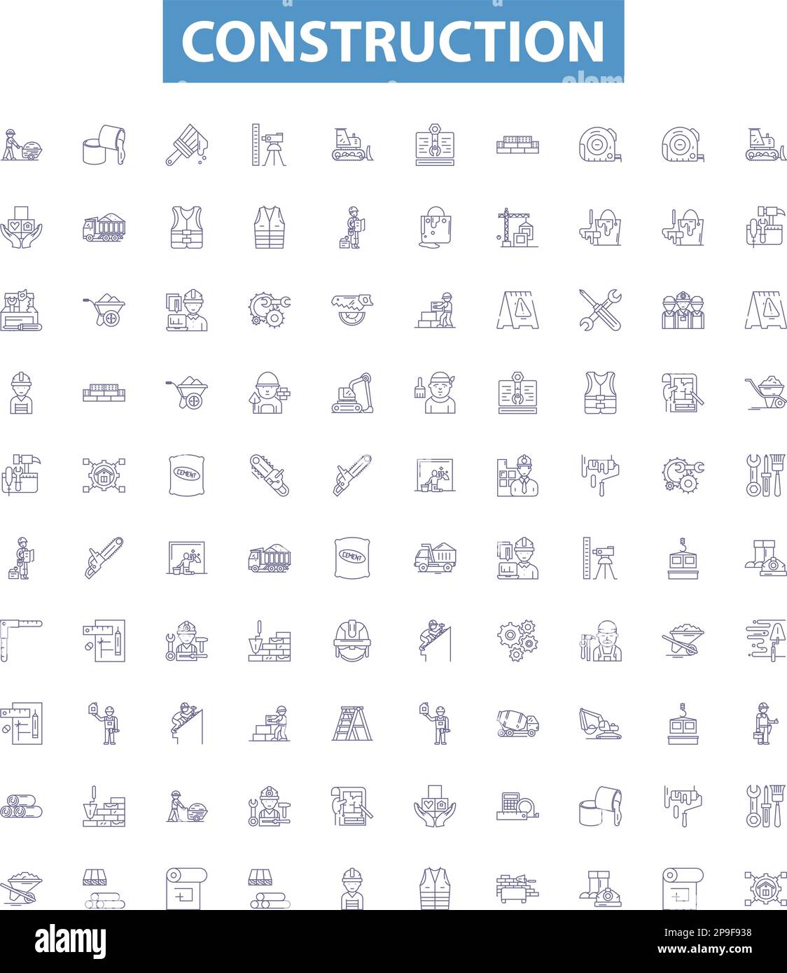 Construction line icons, signs set. Build, Construct, Constructing ...