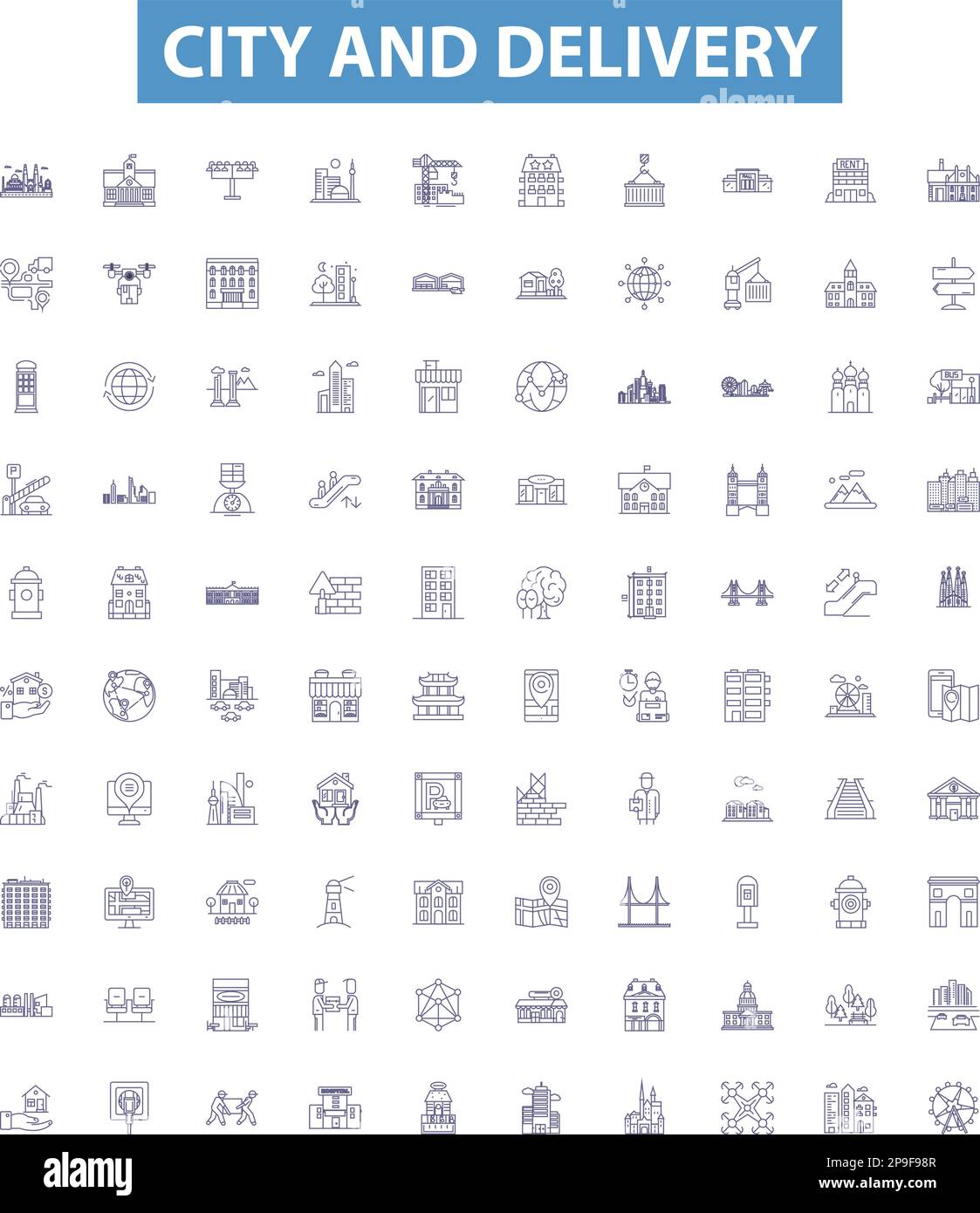 City and delivery line icons, signs set. City, Delivery, Urban, Local ...