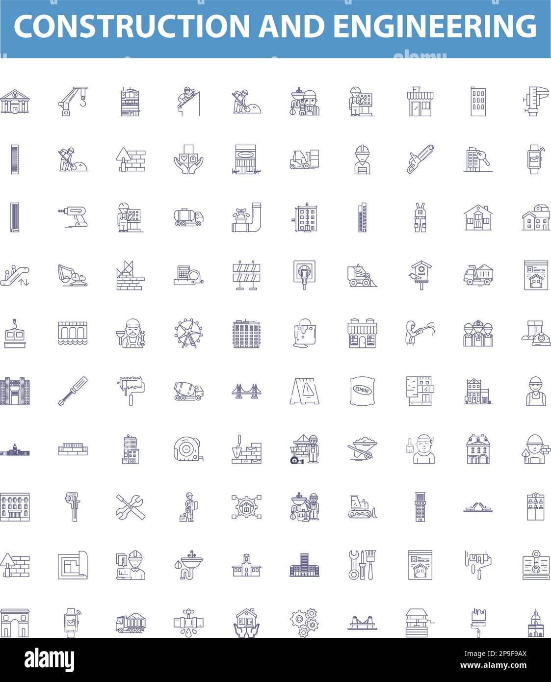 Construction and engineering line icons, signs set. Construction ...