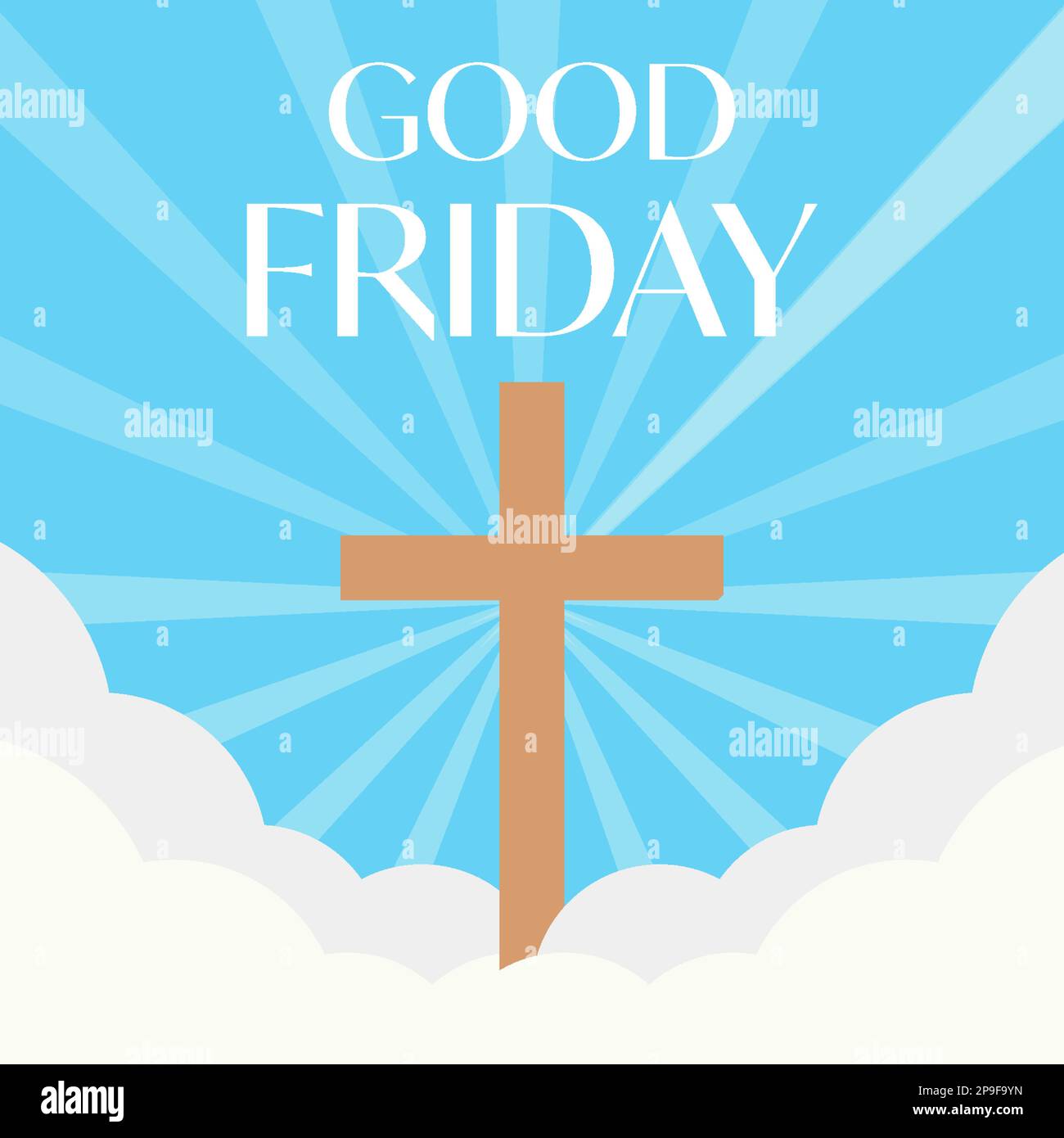 flat design good friday illustration with cross on clouds Stock Vector ...