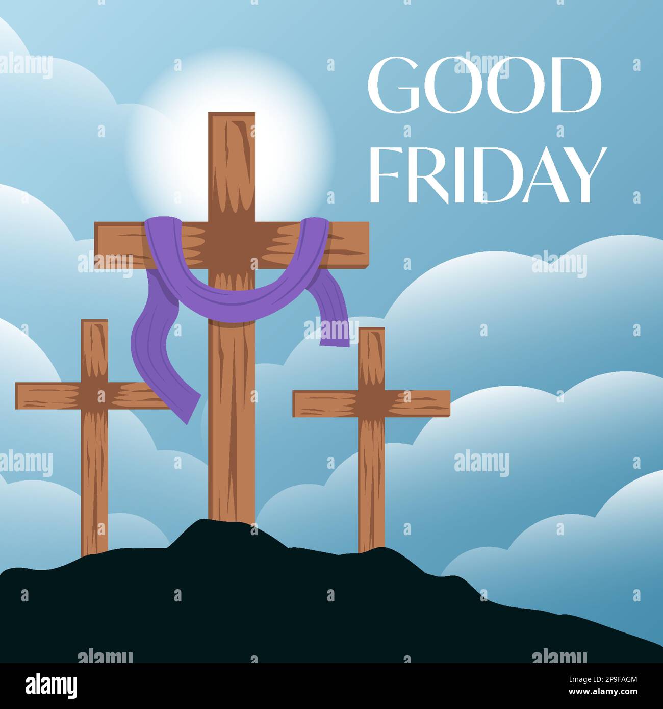 good friday vector design illustration with cross on the hill Stock ...