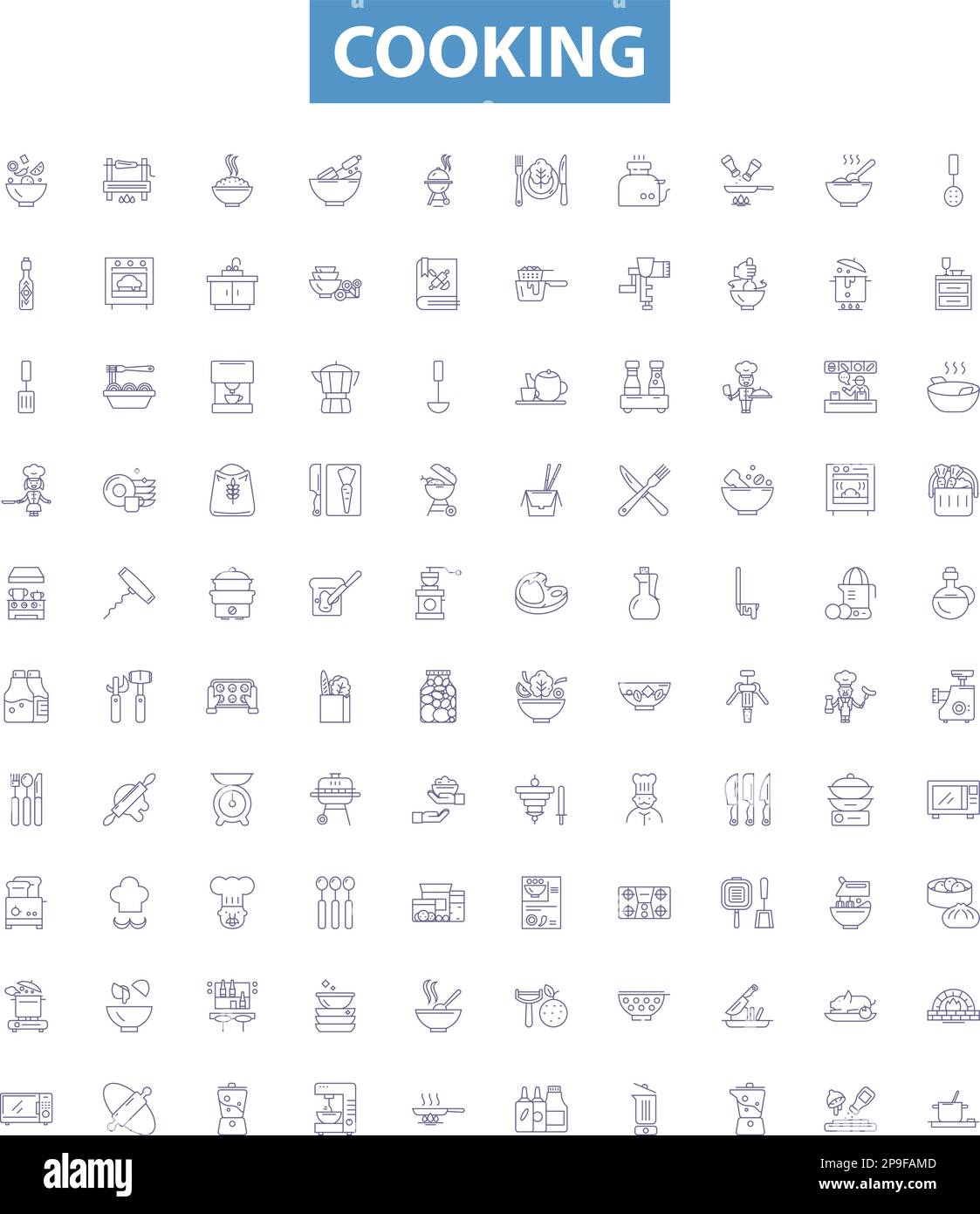 Cooking line icons, signs set. Cuisine, Recipes, Baking, Simmering ...