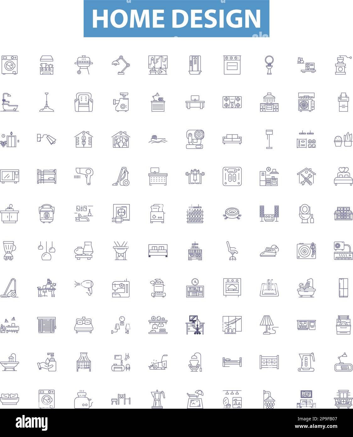 Home design line icons, signs set. Interiors, Decor, Architecture ...