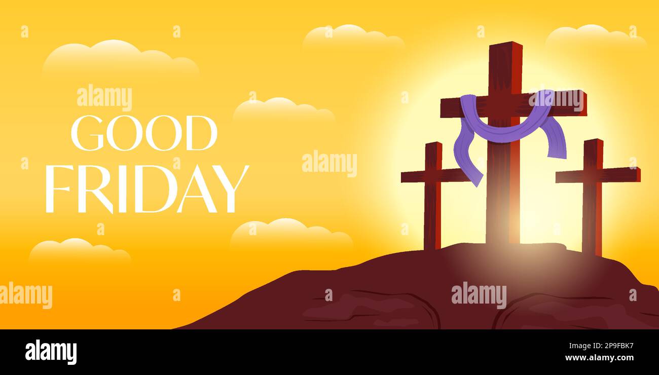 vector design good friday horizontal banner with cross on the hill ...