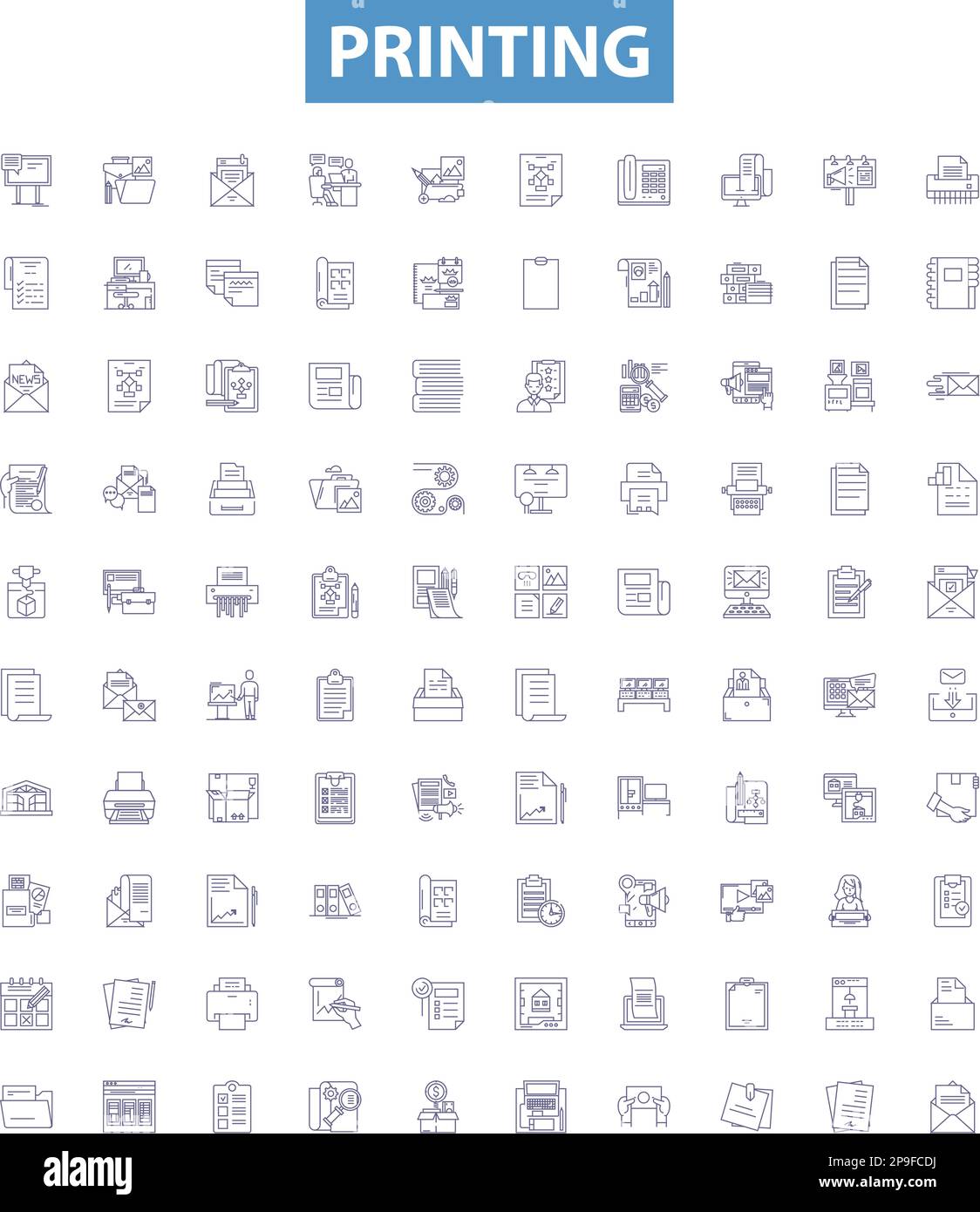 Printing line icons, signs set. Printing, Ink, Paper, Laser, Press ... Printing line icons, signs set. Printing, Ink, Paper, Laser, Press ...