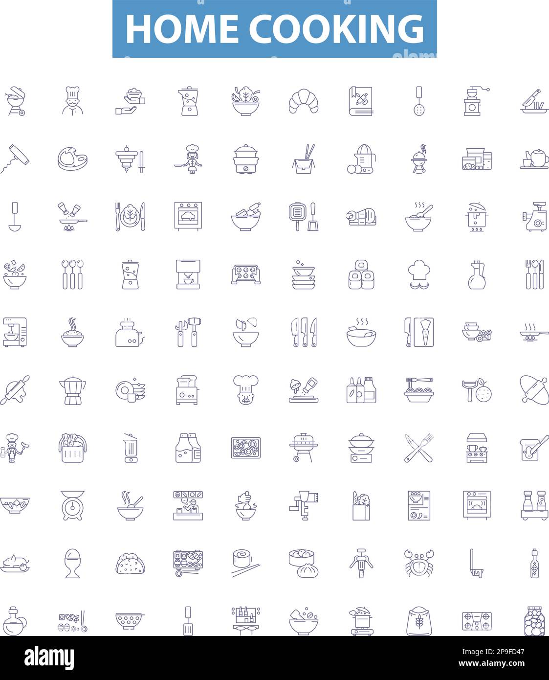 Home cooking line icons, signs set. Homemade, Cuisine, Kitchen, Cooking ...