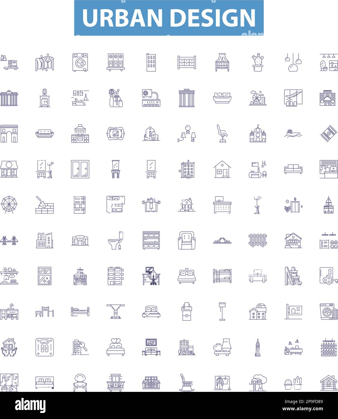 Urban design outline icons collection. Urban, Design, Streetscape ...