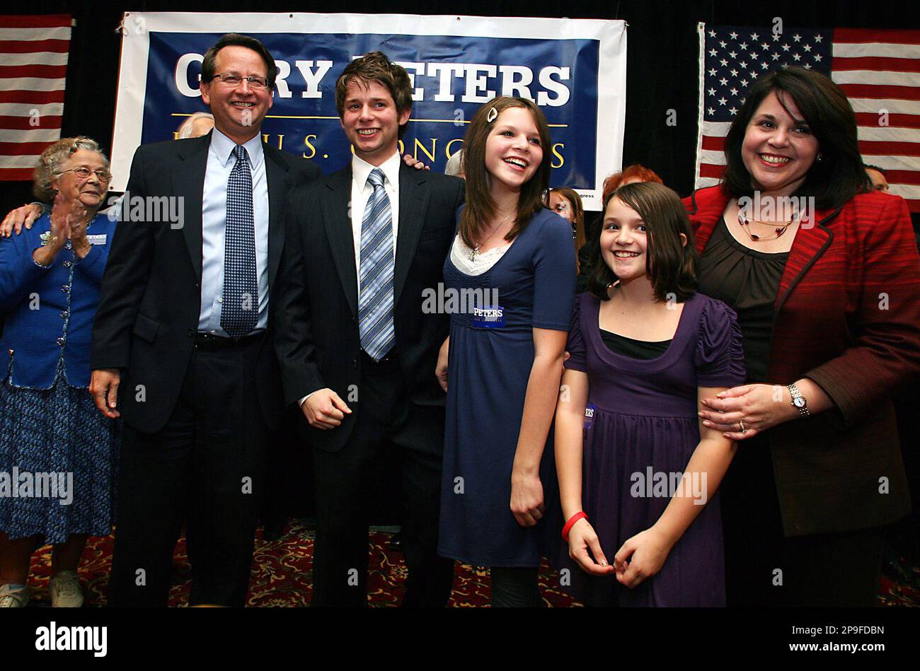 Democratic congressional candidate Gary Peters, from left, celebrates ...
